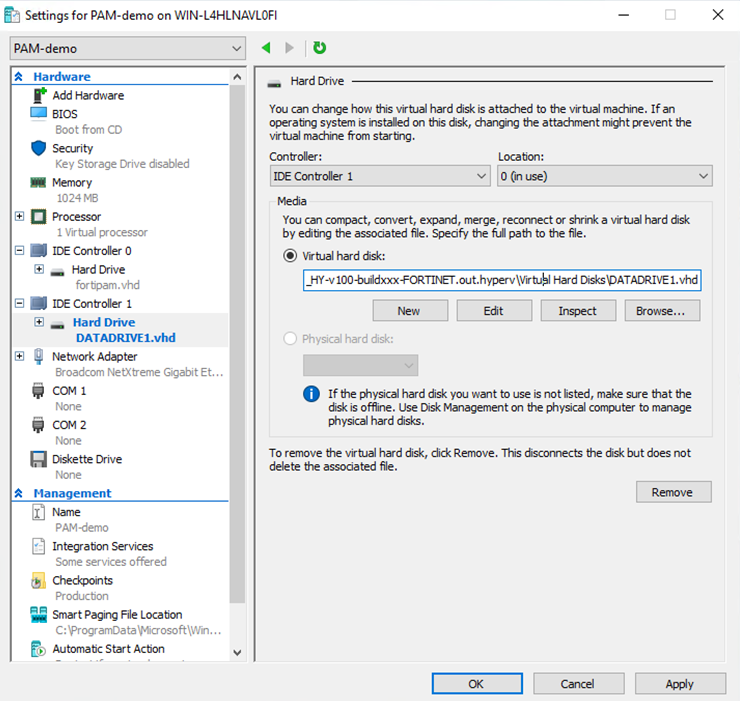 Appendix F: Installation on Hyper-V | FortiPAM 1.4.1 | Fortinet ...