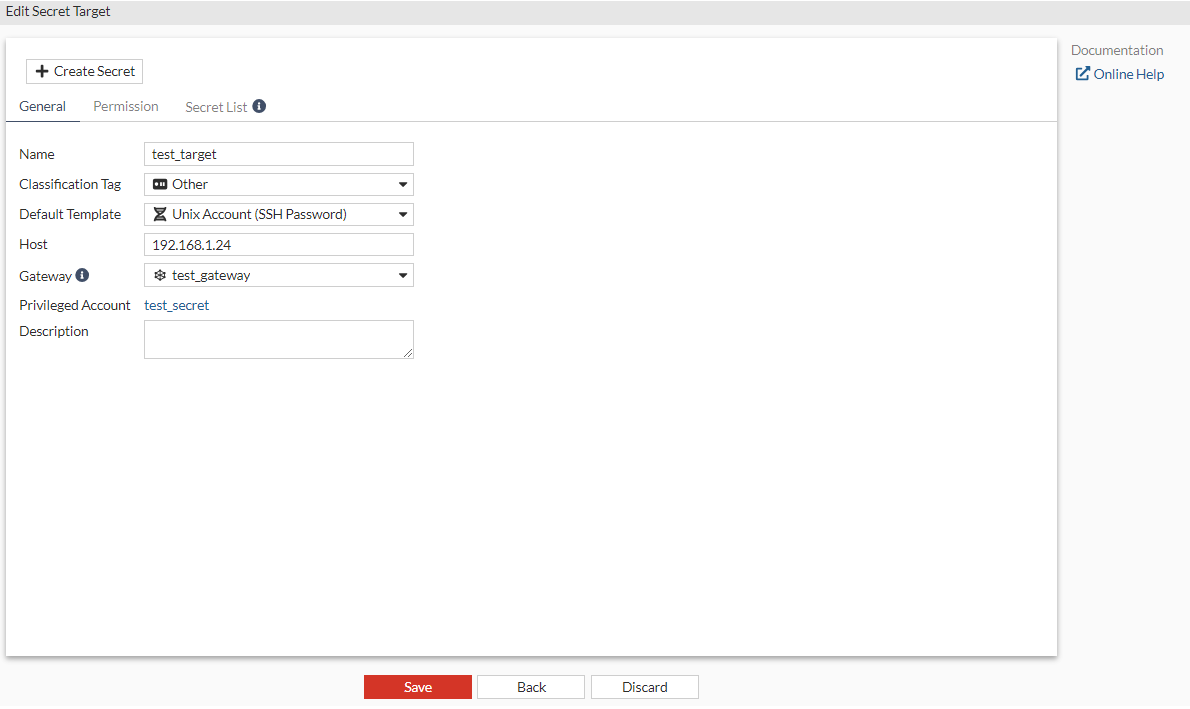 Creating a target | FortiPAM 1.4.1 | Fortinet Document Library