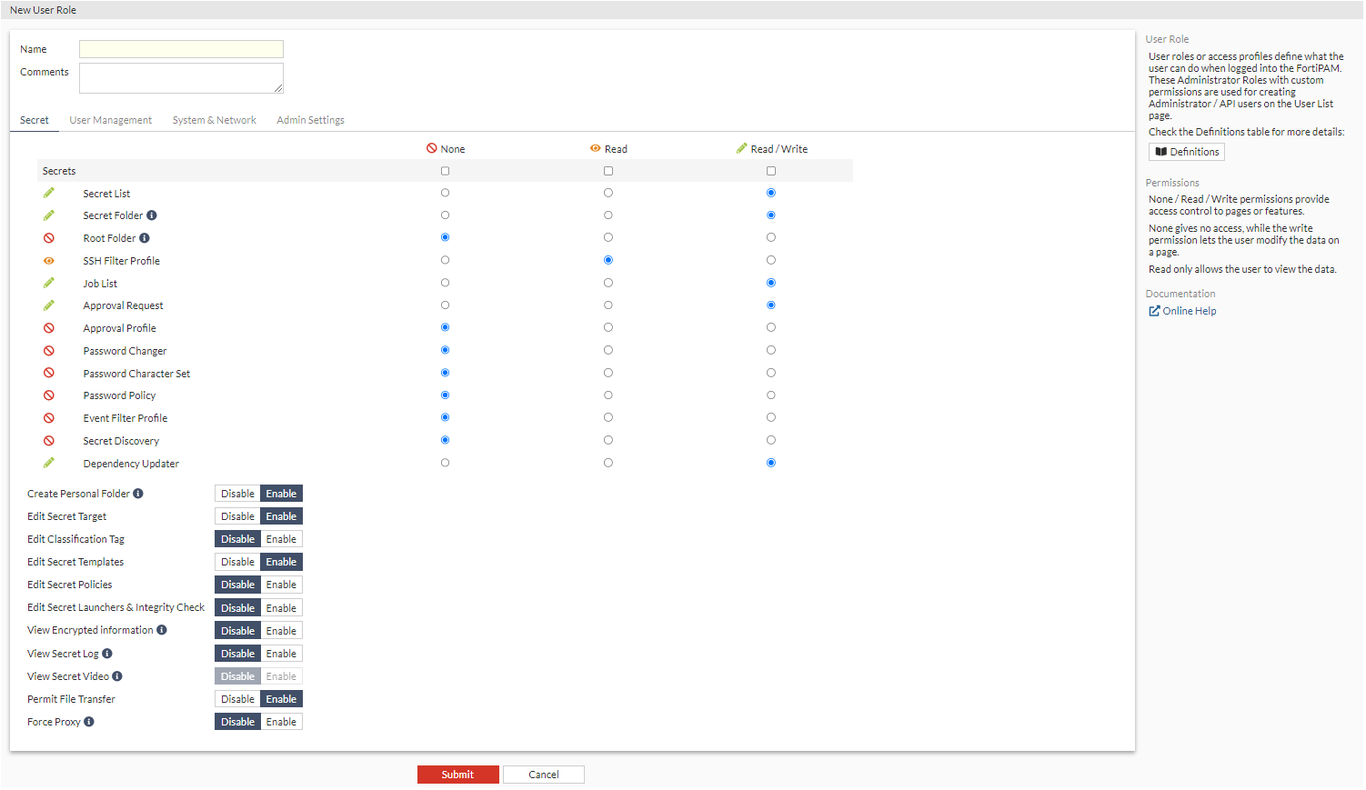 Role | FortiPAM 1.4.1 | Fortinet Document Library