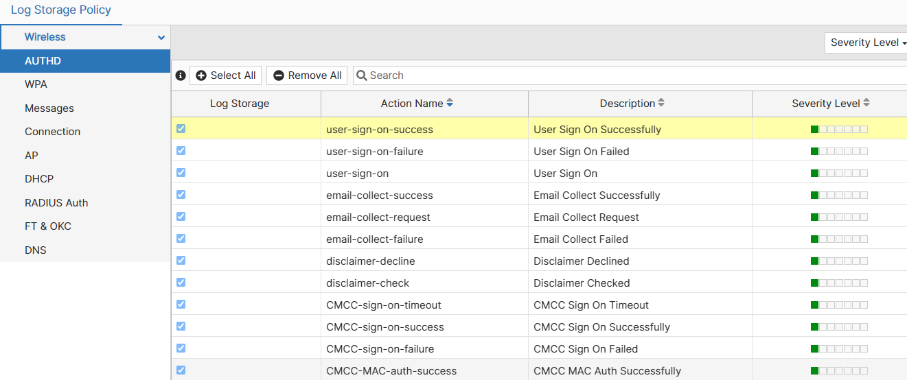 Wireless Log Categorization and Storage Control | FortiLAN Cloud 24.2.0 ...