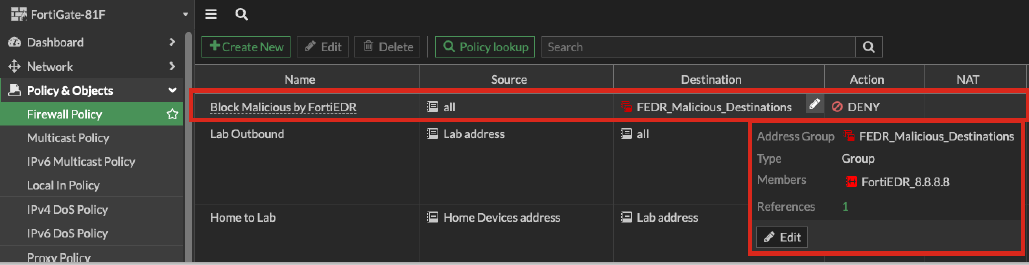 Verifying the integration | FortiEDR/XDR 7.0.0 | Fortinet Document Library