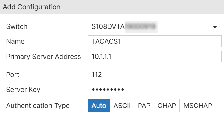 Creating a TACACS authentication configuration | FortiLAN Cloud 24.1.0 ...