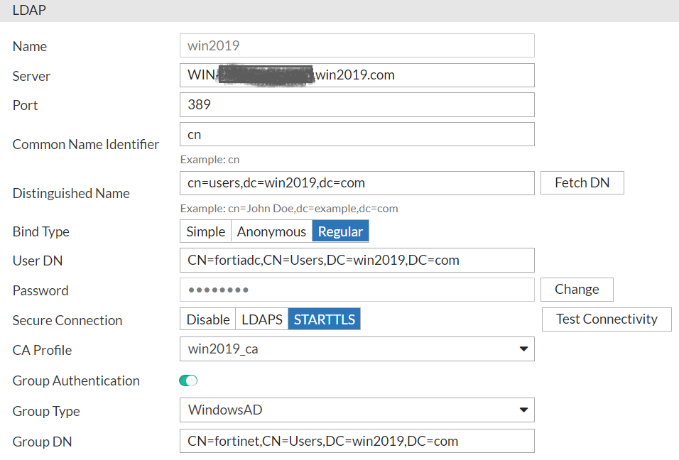 Using an LDAP authentication server | FortiADC 7.1.5 | Fortinet ...