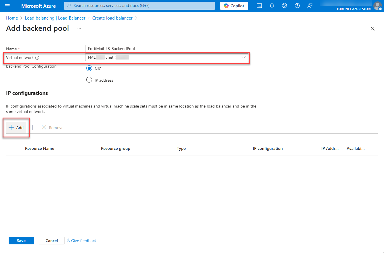 Creating an Azure standard load balancer | FortiMail Appliances and ...