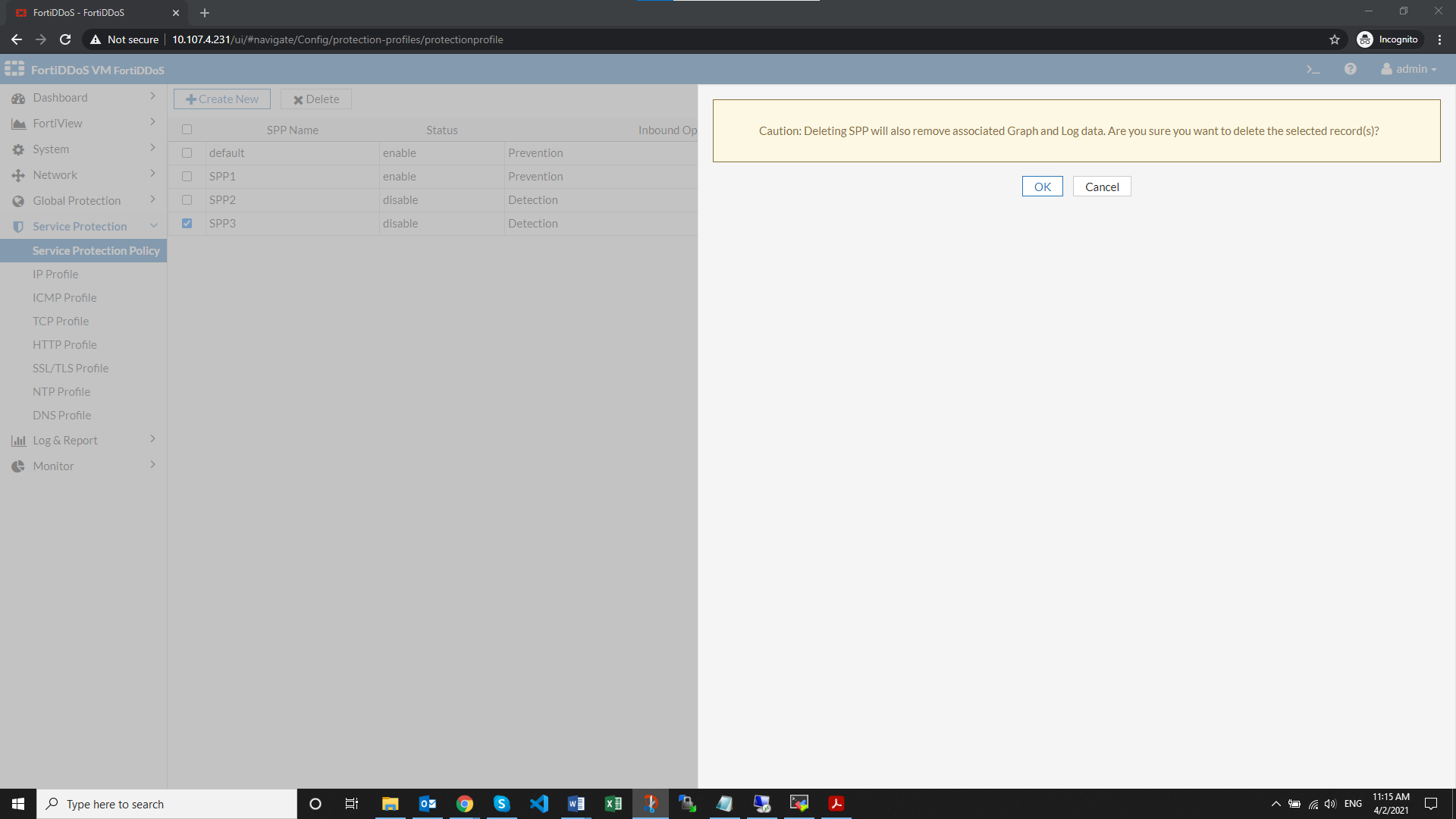 Appendix E: Deleting Service Protection Policies (SPPs) | FortiDDoS-F 7.0.1 | Fortinet Document ...