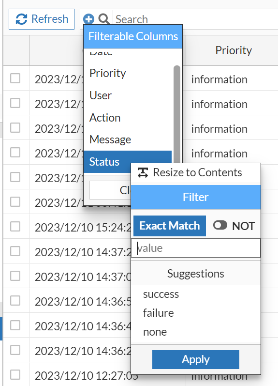 Using the event log table | FortiDDoS-F 7.0.1 | Fortinet Document Library