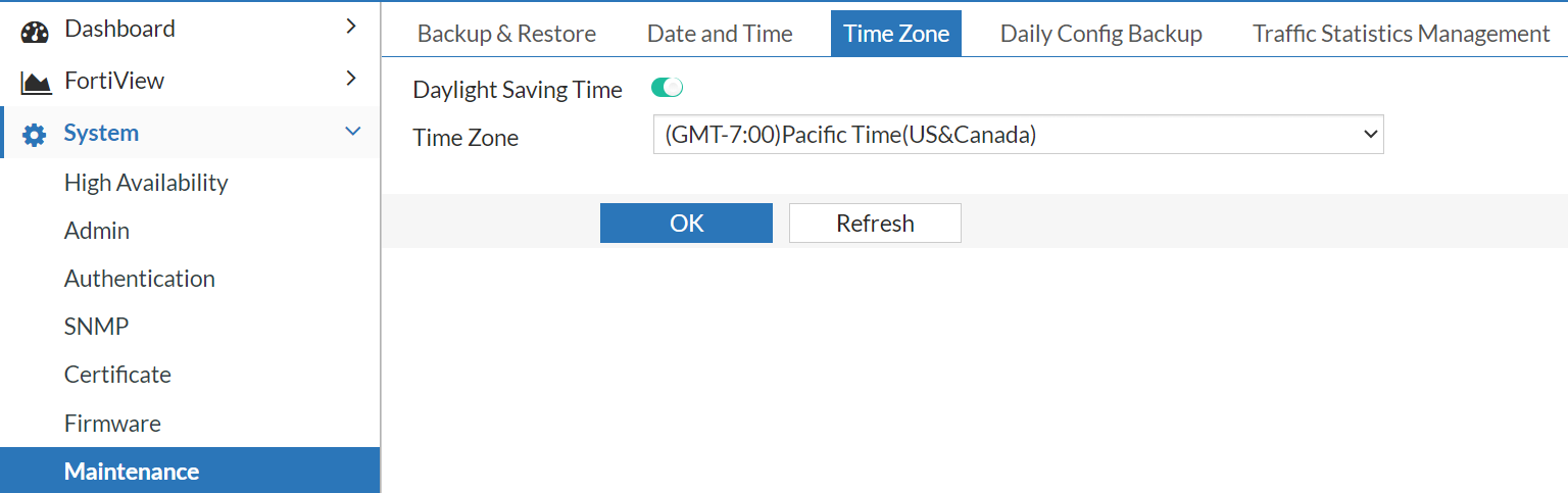 Configuring system time | FortiDDoS-F 7.0.1 | Fortinet Document Library