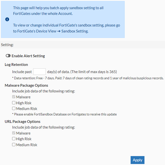 Sandbox | FortiGate Cloud 25.2.a | Fortinet Document Library