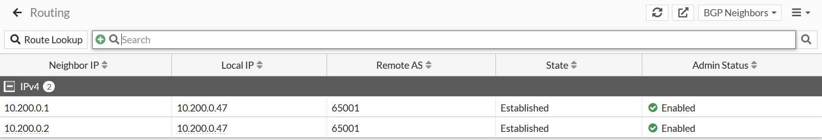 Verifying BGP routing on a spoke | Overlay-as-a-Service 24.4.0 ...