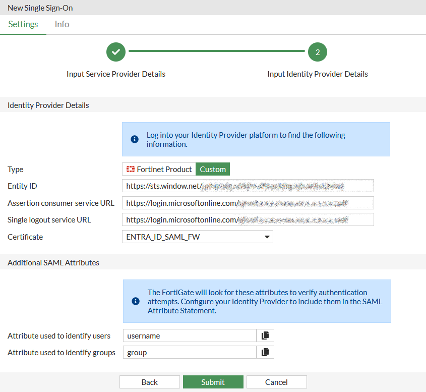 Outbound firewall authentication with Microsoft Entra ID as a SAML IdP | FortiGate / FortiOS 7.4 ...