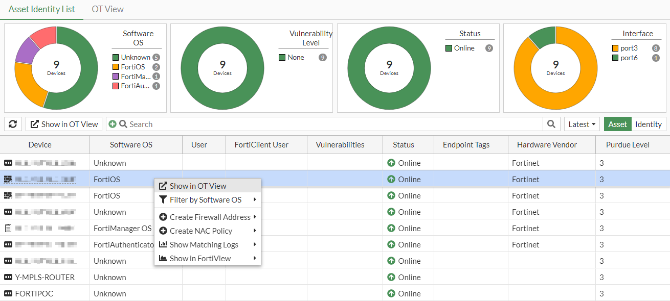 OT asset visibility and network topology | FortiGate / FortiOS 7.4.3 ...