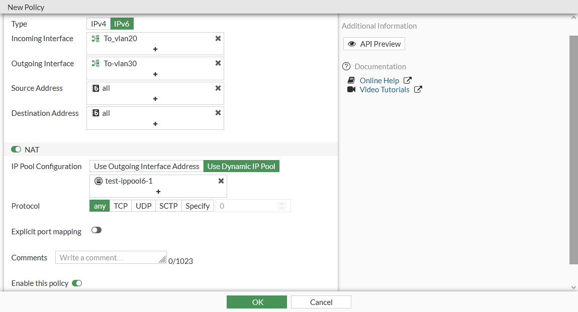 Configuring an IPv6 SNAT policy | FortiGate / FortiOS 7.4.3 | Fortinet ...