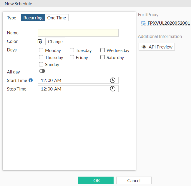 Create or edit a schedule | FortiProxy 7.4.4 | Fortinet Document Library