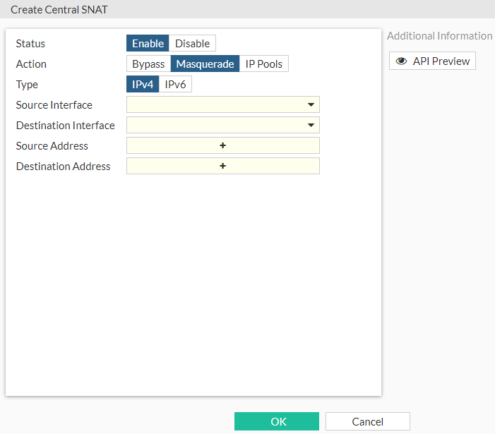 Create or edit a central SNAT policy | FortiProxy 7.4.4 | Fortinet ...