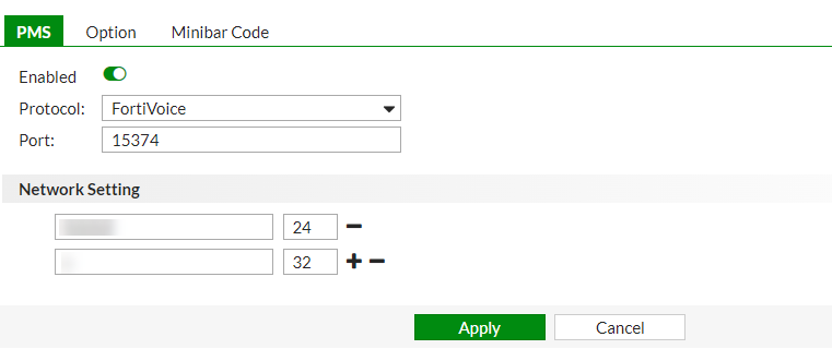 Configuring PMS settings | FortiVoice 7.2.2 | Fortinet Document Library