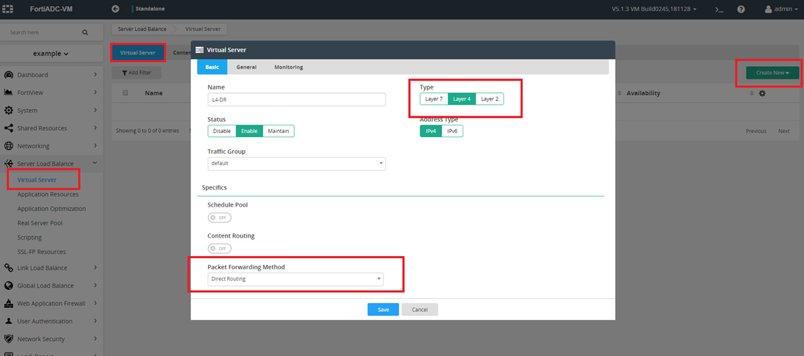 Server load balance layer 4 | FortiADC 5.3.0
