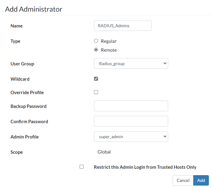 Authenticating an admin user with RADIUS | FortiSwitch 7.2.8 | Fortinet Document Library