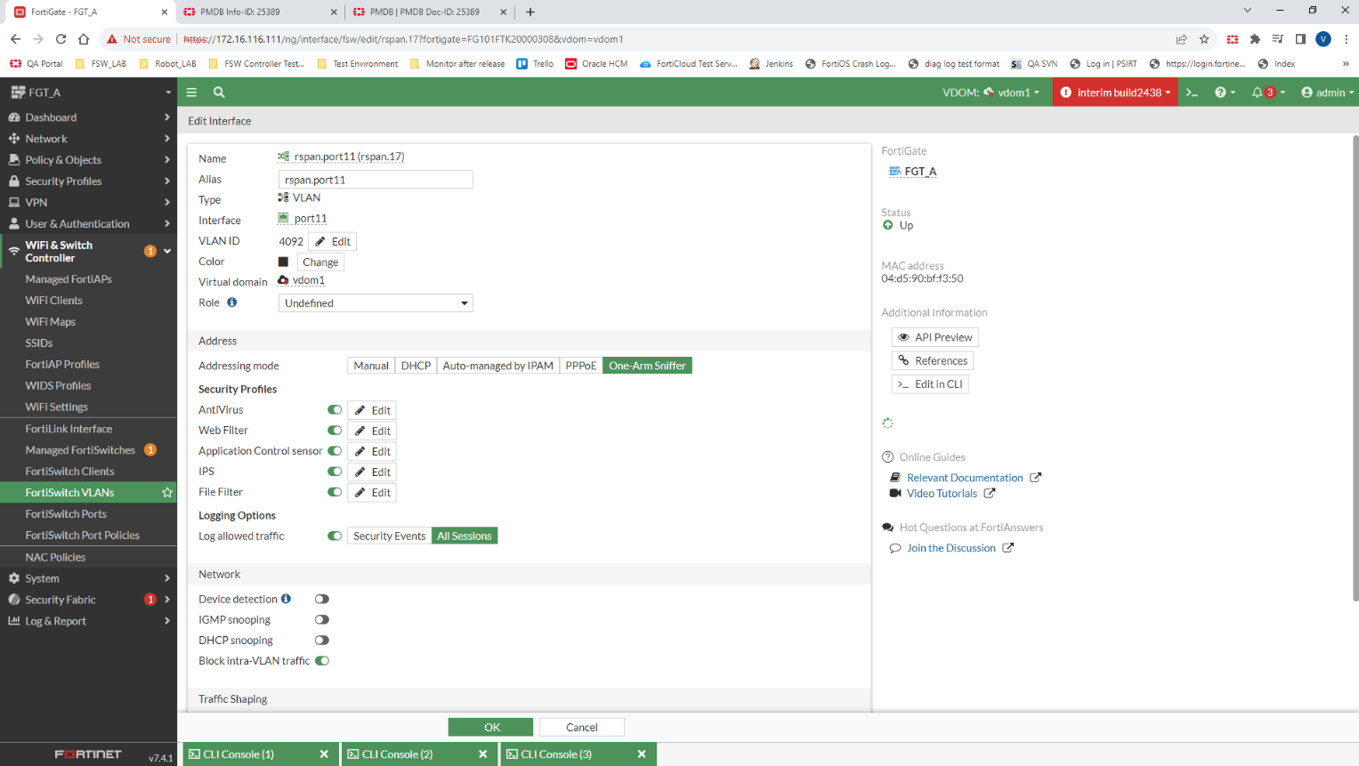Configuring the FortiOS one-arm sniffer | FortiSwitch 7.6.0 | Fortinet ...