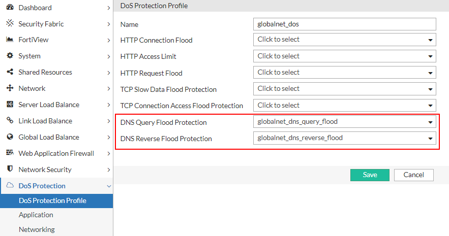 DNS Load Balancing and DDoS Protection | FortiADC 8.0.0 | Fortinet Document Library