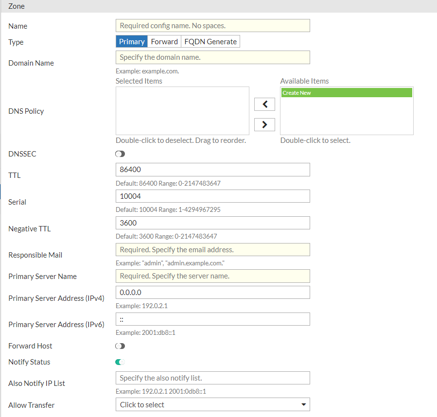 Configuring DNS zones | FortiADC 8.0.0 | Fortinet Document Library