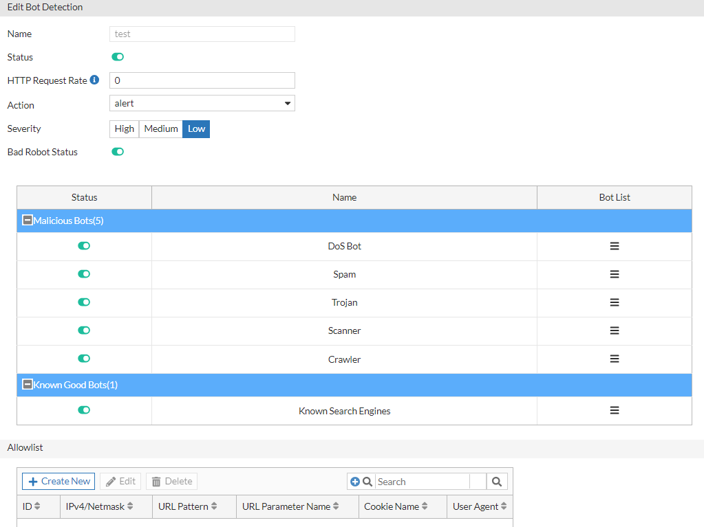 Configuring a Bot Detection policy | FortiADC 8.0.0 | Fortinet Document Library
