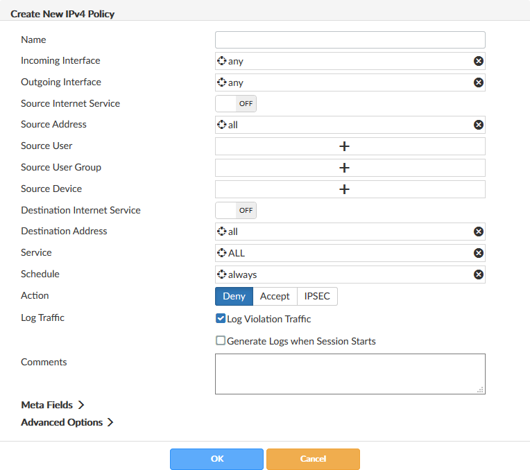 Creating an IP address policy | FortiManager Private Cloud 7.2.0