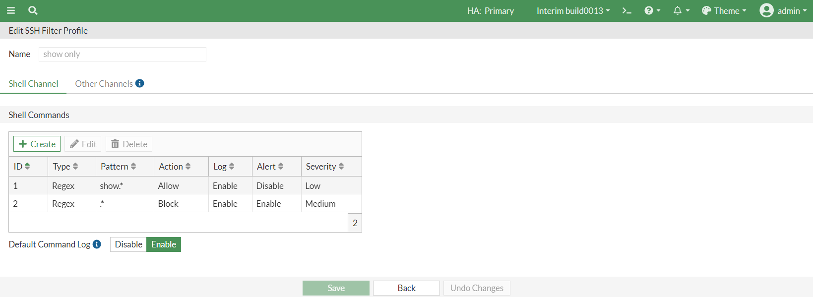 Example SSH filter profiles example | FortiPAM 1.1.2 | Fortinet ...