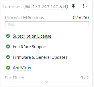 Licenses widget | FortiPAM 1.1.2