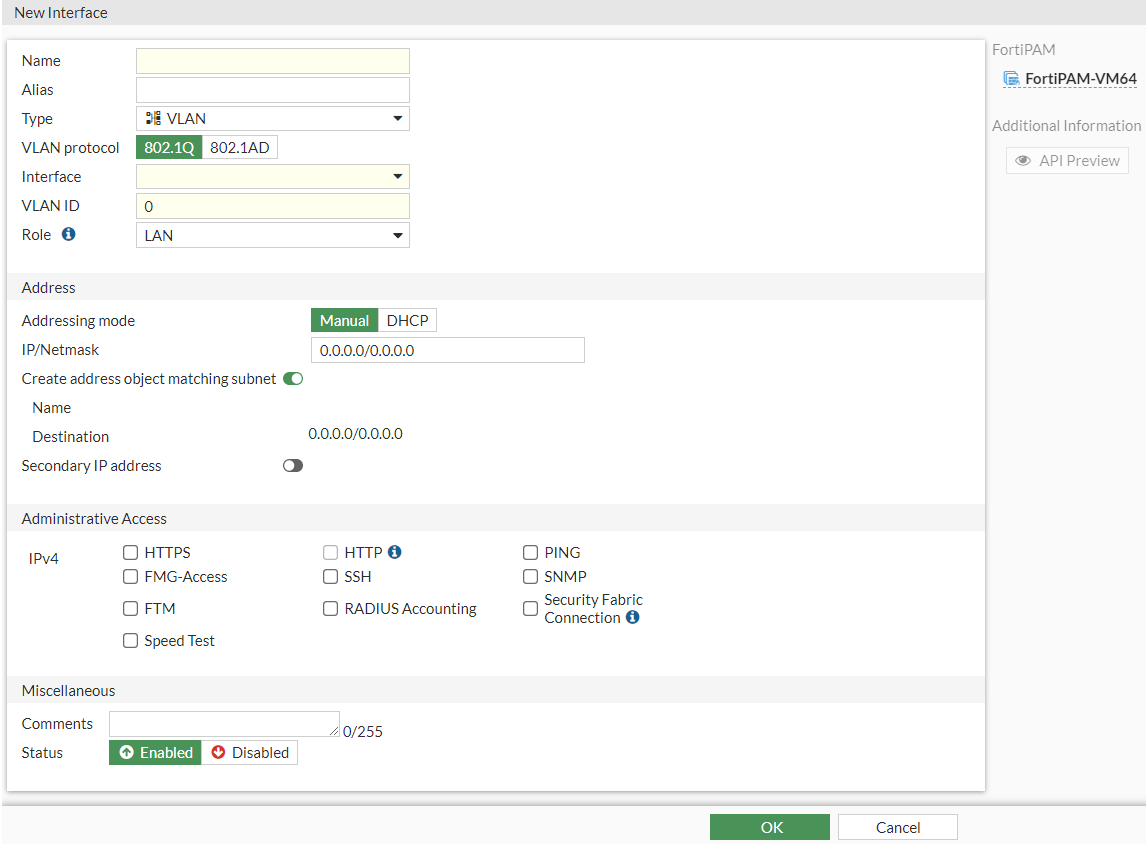 Creating an interface | FortiPAM 1.1.2 | Fortinet Document Library