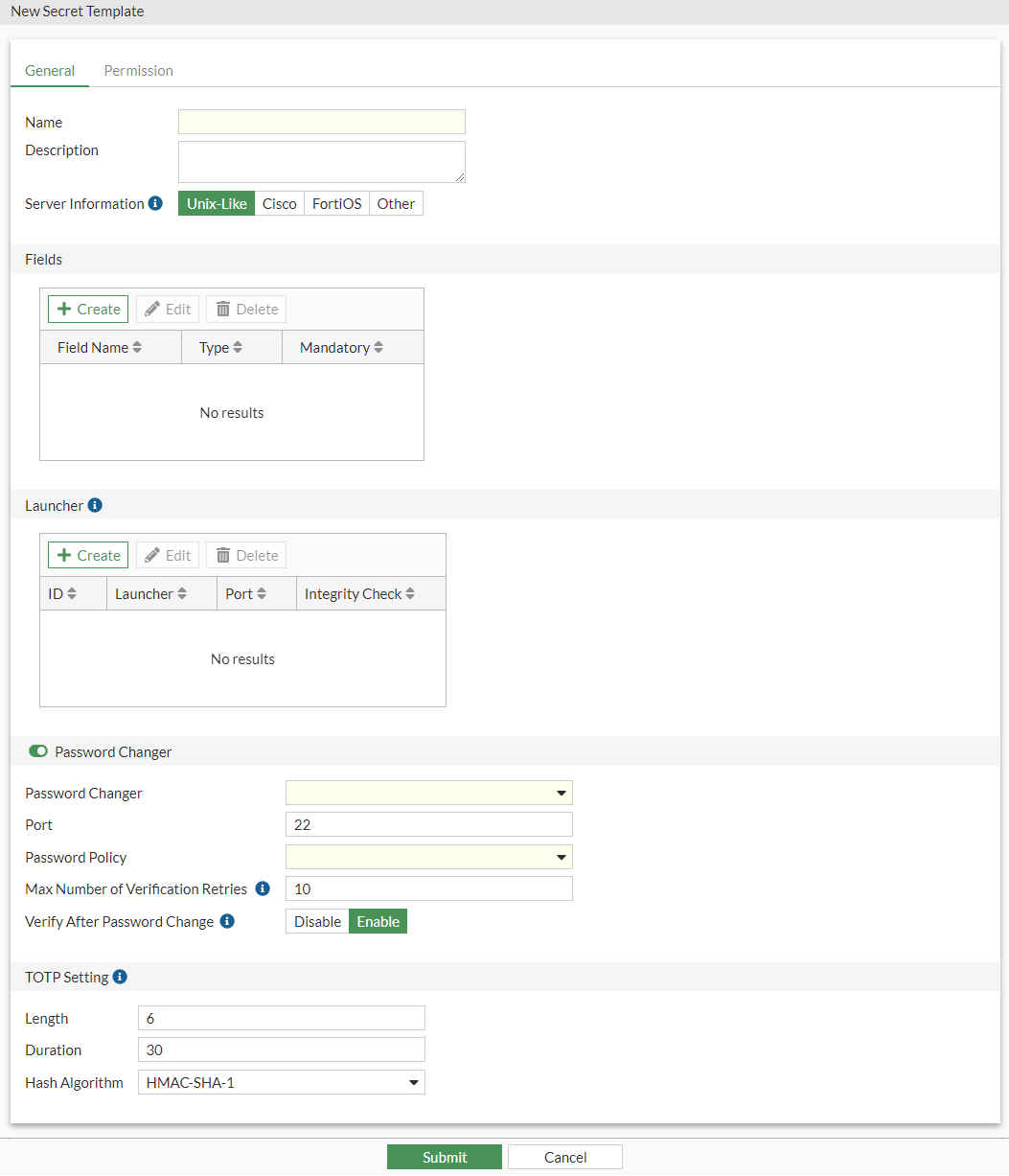 Creating secret templates | FortiPAM 1.1.2 | Fortinet Document Library