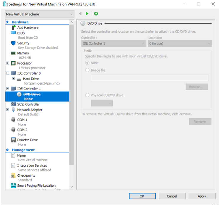 Appendix F: Installation on Hyper-V | FortiPAM 1.1.2
