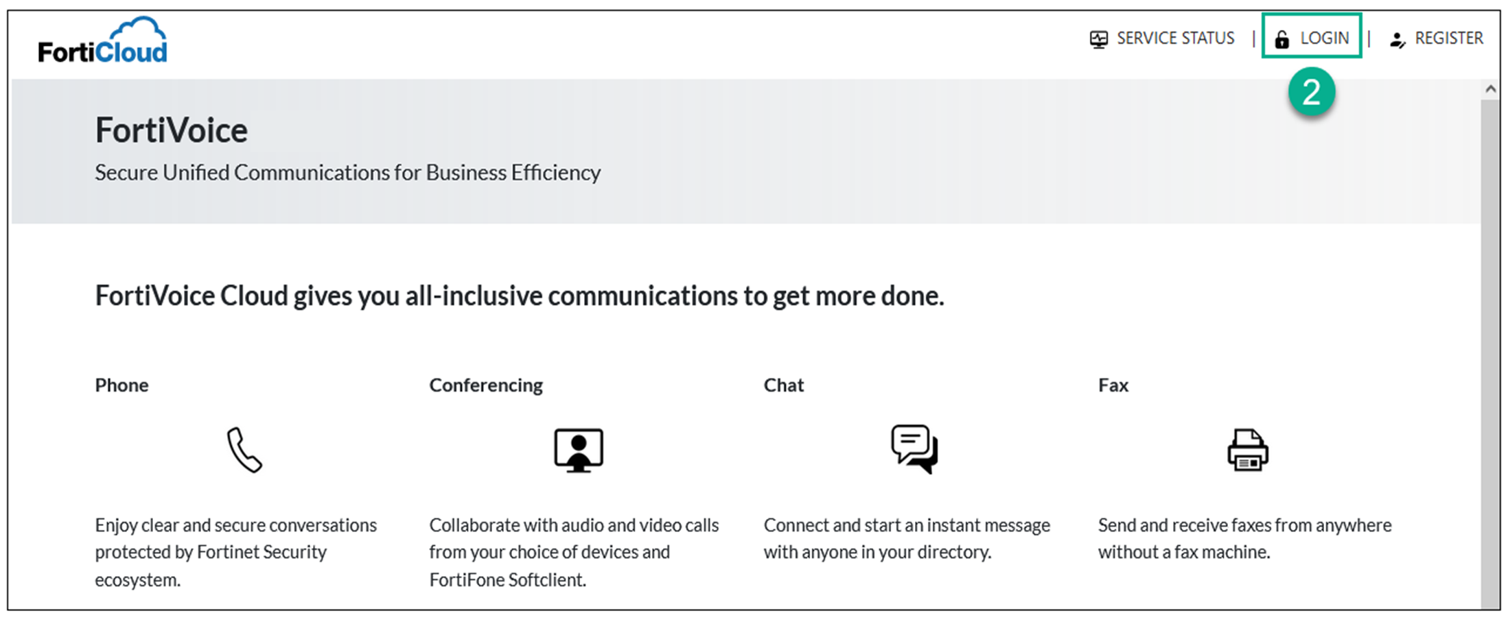 Logging in to FortiVoice Cloud | FortiVoice Cloud 1.0.0