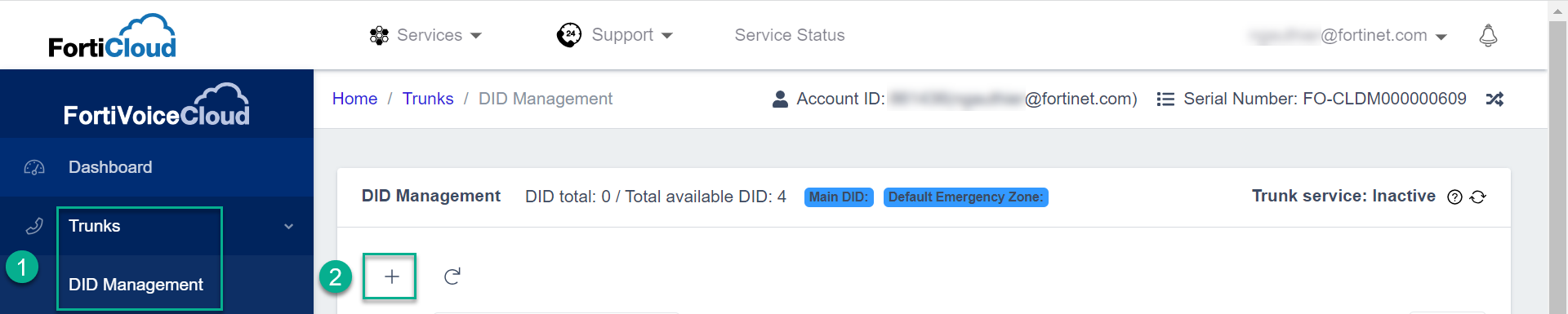 Adding a DID number | FortiVoice Cloud 1.0.0