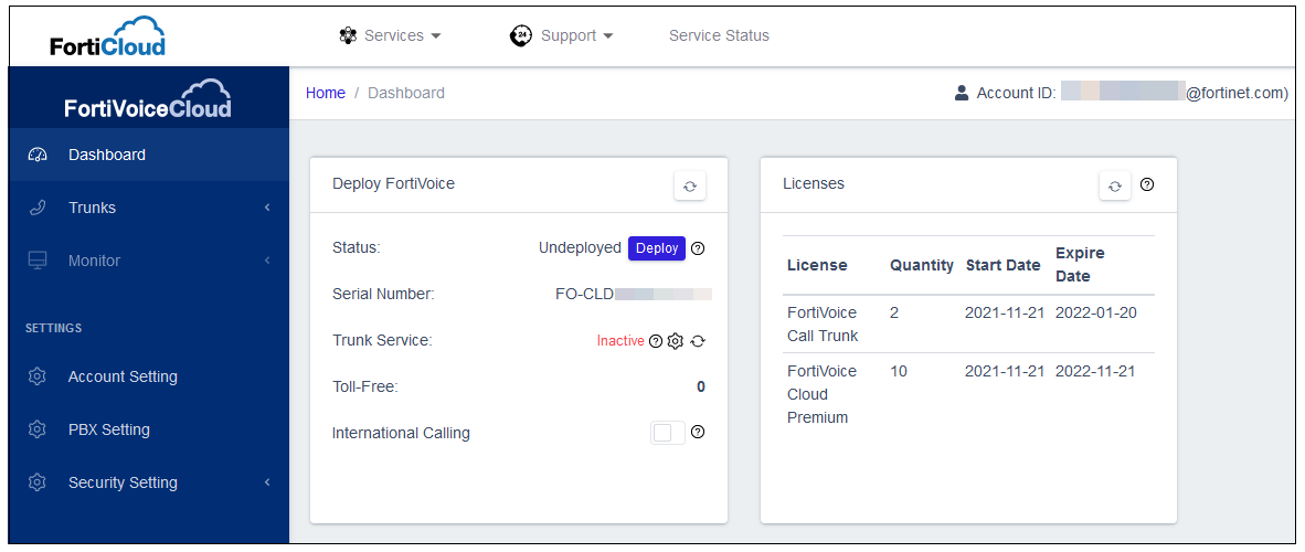 Logging in to FortiVoice Cloud | FortiVoice Cloud 1.0.0