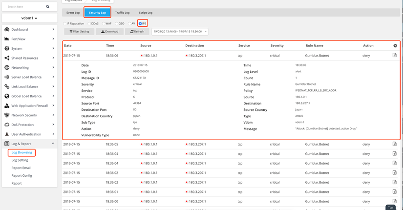 Log and Debug | FortiADC 5.3.0 | Fortinet Document Library