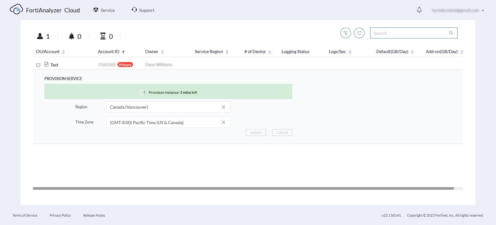 Deploying A Fortianalyzer Cloud Instance Fortianalyzer Cloud 7 4 3