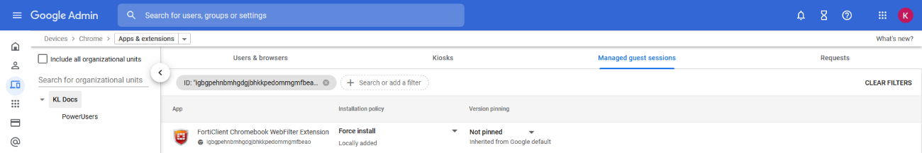 Adding the FortiClient Web Filter extension | FortiClient 7.2.1