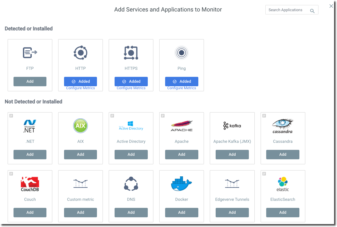 Add monitoring to an existing server | FortiMonitor 23.2.0