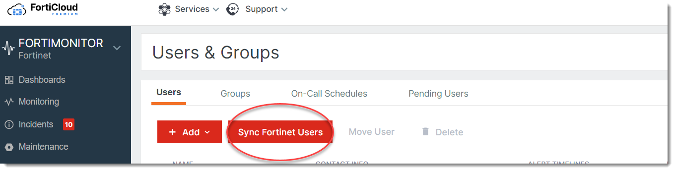 Sync users from FortiCloud | FortiMonitor 25.2.0 | Fortinet Document ...
