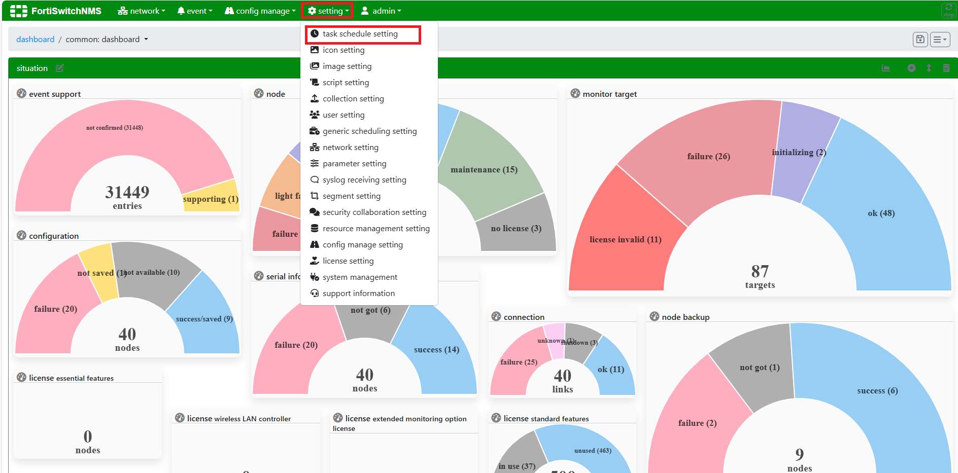 Scheduling tasks | FortiSwitchNMS | Fortinet Document Library