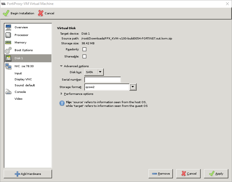 Import the FortiProxy‑VM and configure its hardware settings ...