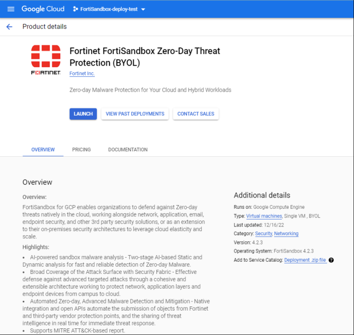 Deploy FortiSandbox-VM on GCP | FortiSandbox Public Cloud 4.2.3 ...