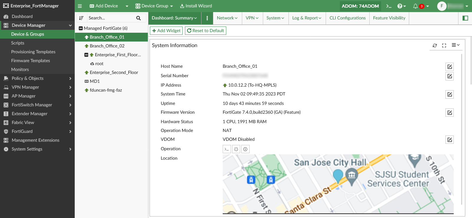 Displaying the device database | FortiManager 7.6.0 | Fortinet Document ...
