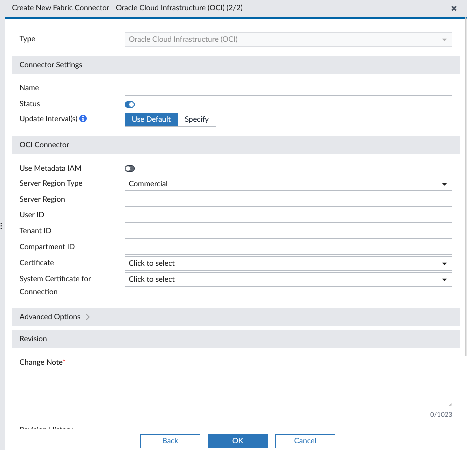 Creating Oracle Cloud Infrastructure (OCI) connector | FortiManager 7.6.0 | Fortinet Document ...