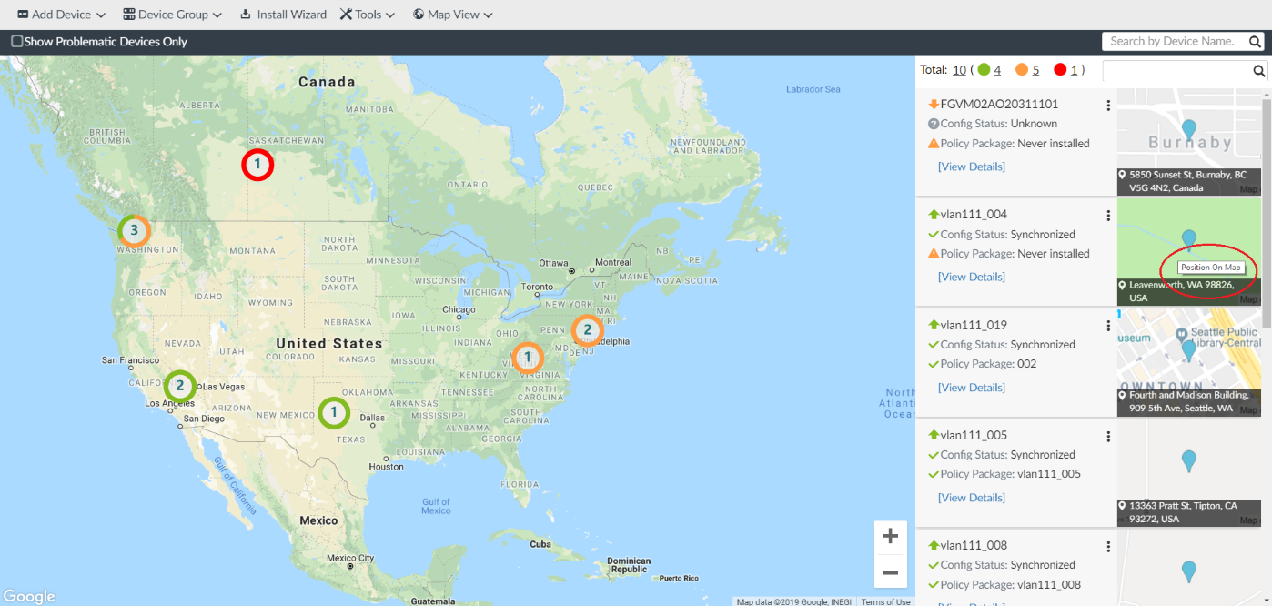Positioning devices on the map | FortiManager 7.6.0 | Fortinet Document ...