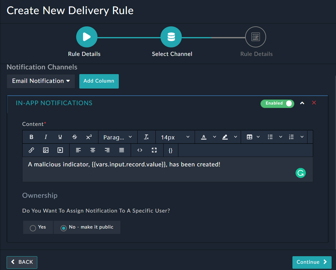 Setting up Notification Channels | FortiSOAR 7.4.3 | Fortinet Document Library