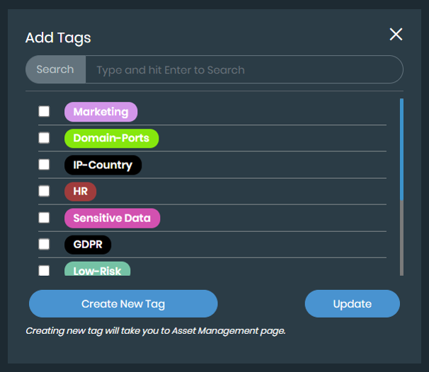 Assigning tags | FortiRecon 24.4.0 | Fortinet Document Library