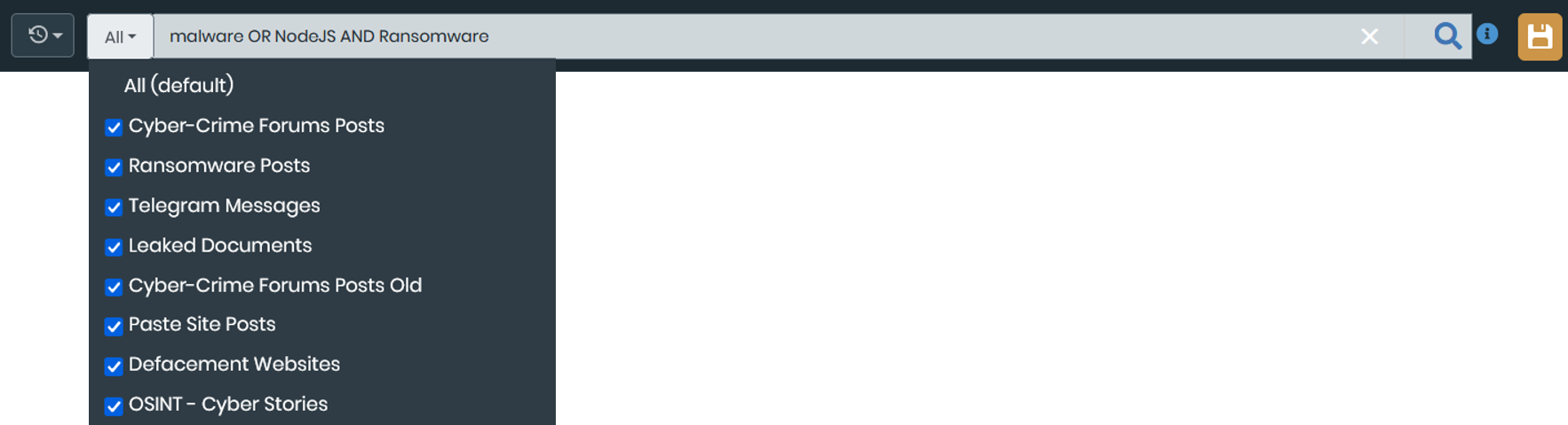 Search Query | FortiRecon 24.4.0 | Fortinet Document Library