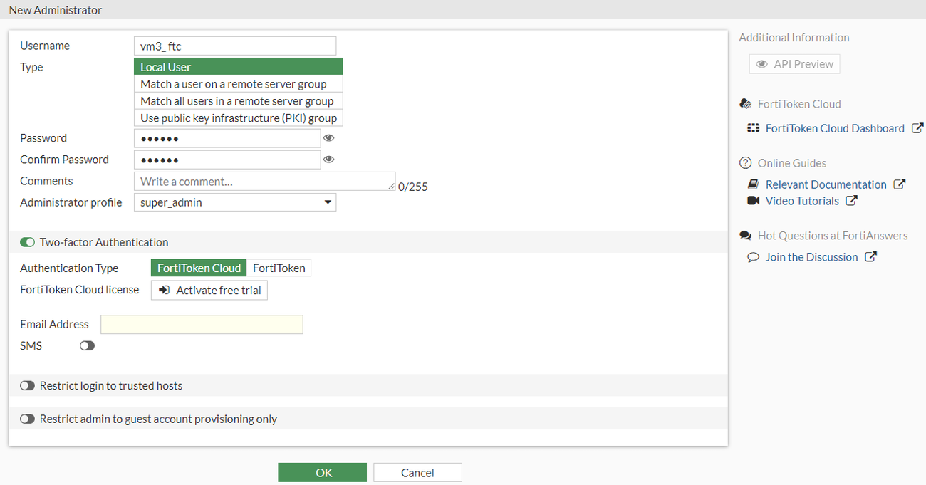 Enable the FortiToken Cloud free trial directly from the FortiGate ...