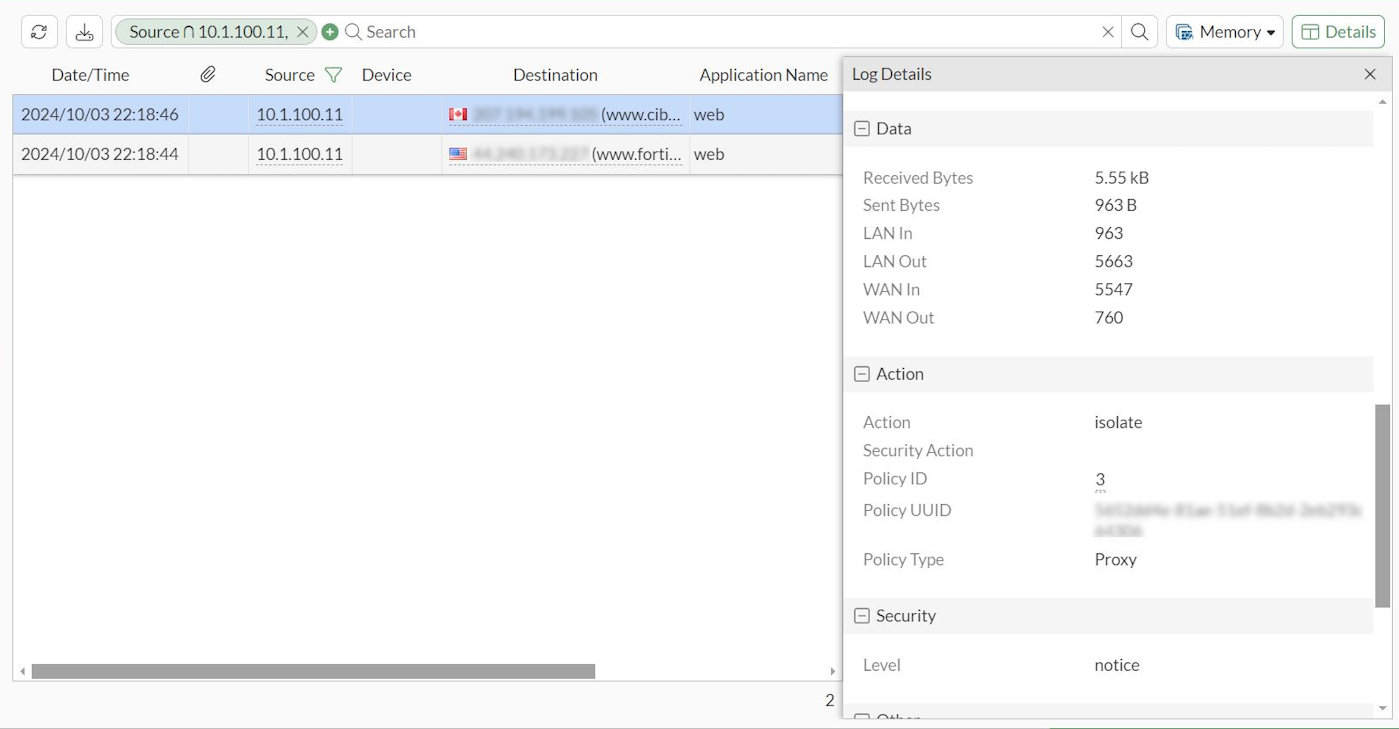 Isolator servers in proxy policies | FortiGate / FortiOS 7.6.3 | Fortinet Document Library